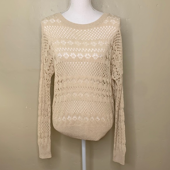 3 Sisters | Sweaters | 3 Sisters Sweater Tan Delicate Cottagecore Open ...